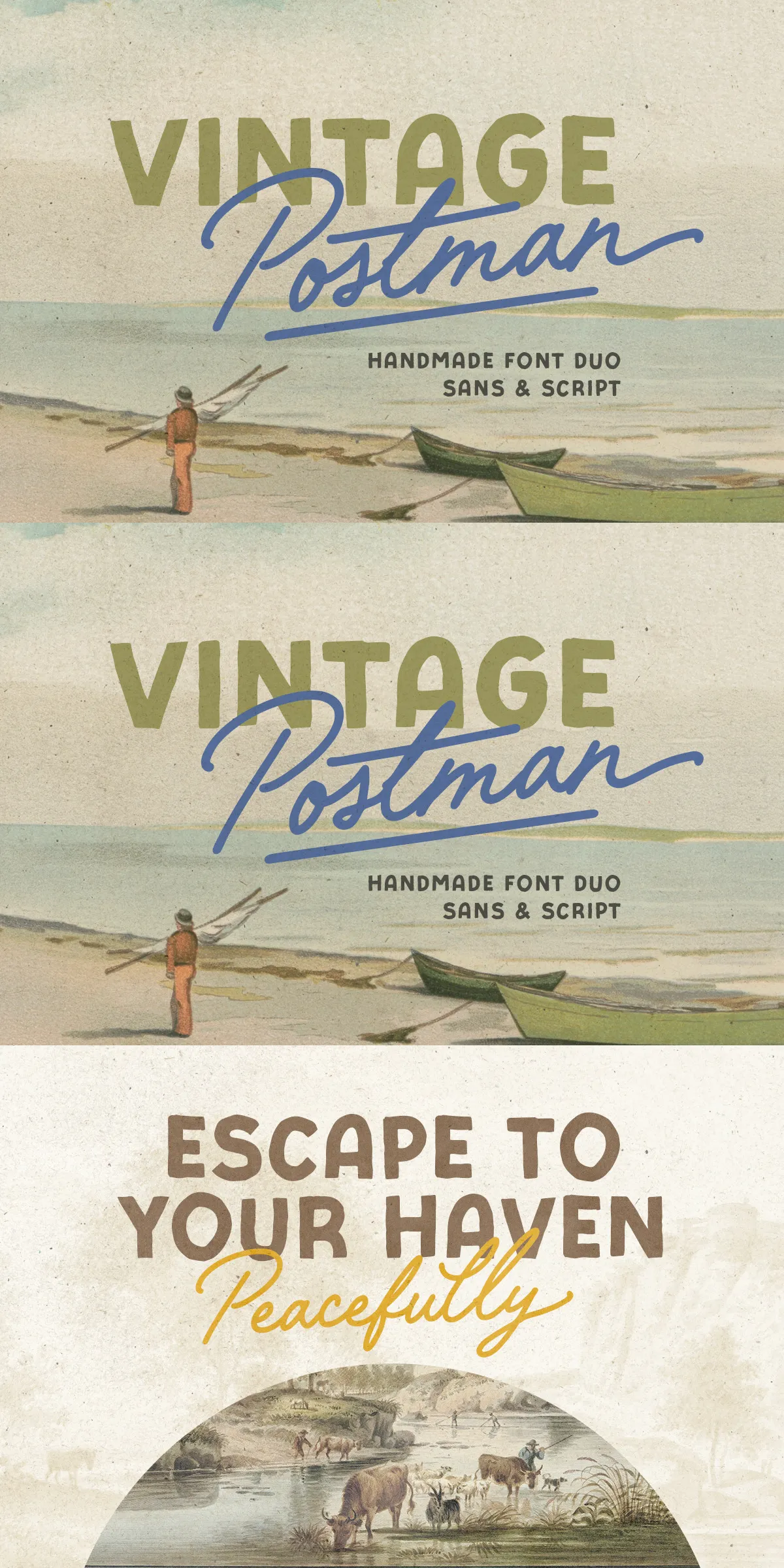 Vintage Postman - Handmade Font Duo - Inkytype - Type Design Resources