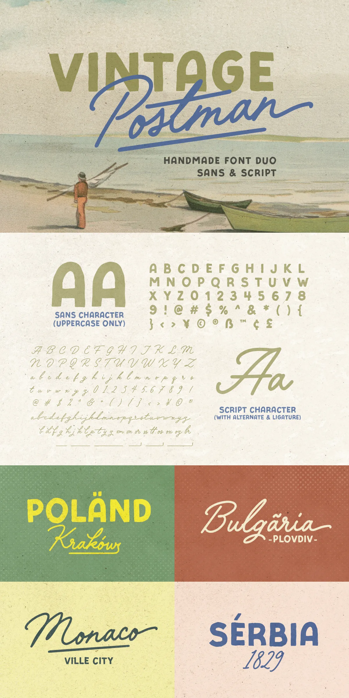 Vintage Postman - Handmade Font Duo - Inkytype - Type Design Resources