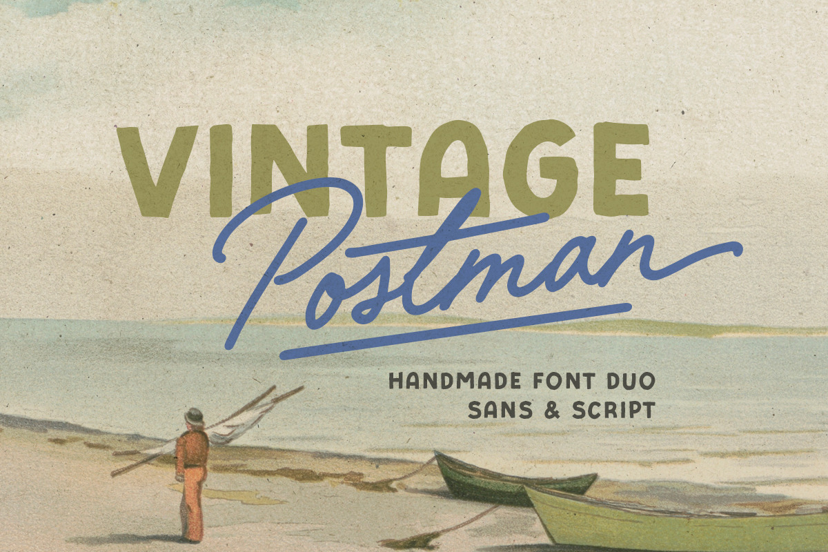 Vintage Postman - Handmade Font Duo - Inkytype - Type Design Resources